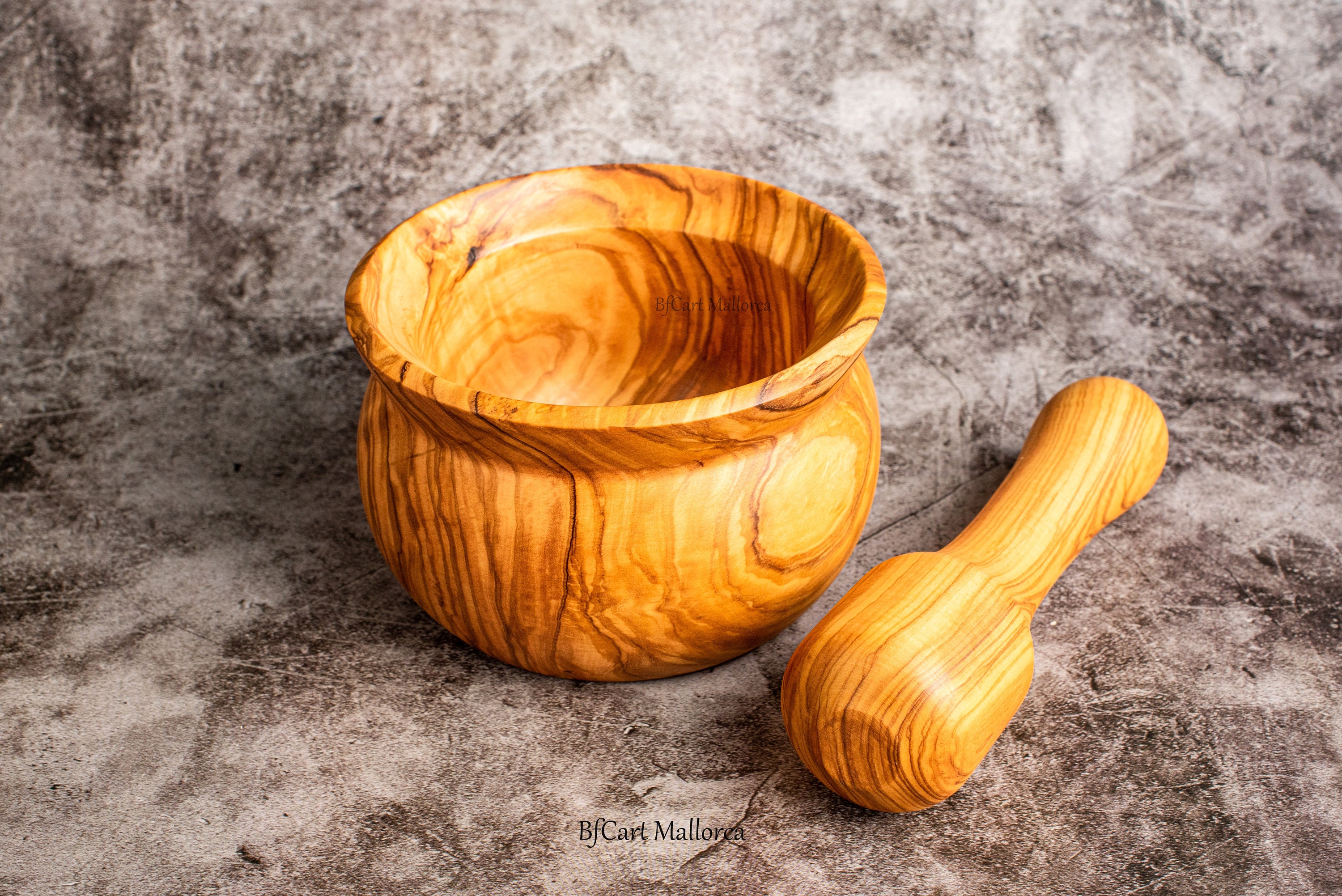 Mortero Madera Olivo Mortero y Maza Picador de Ajos Mortero | Etsy