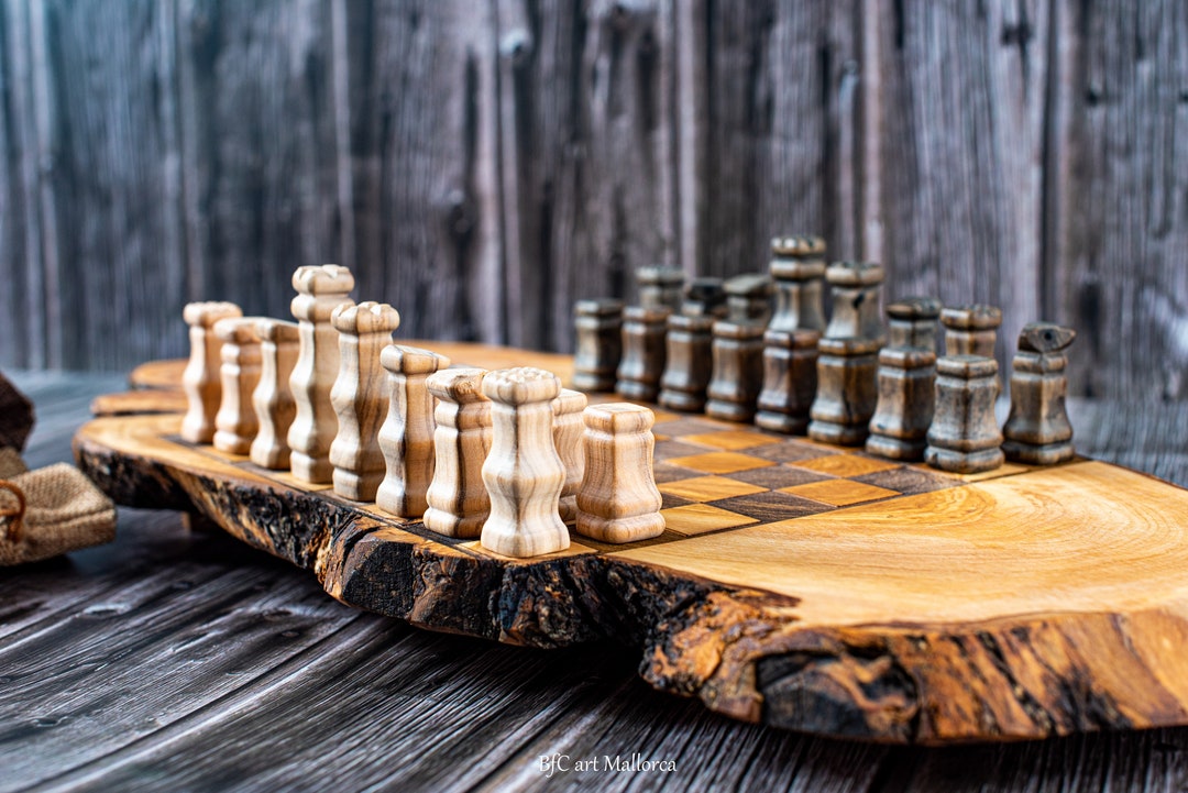 Live Edge Chess Set, Chess Premium Set With Board Wood, Chess Set ...
