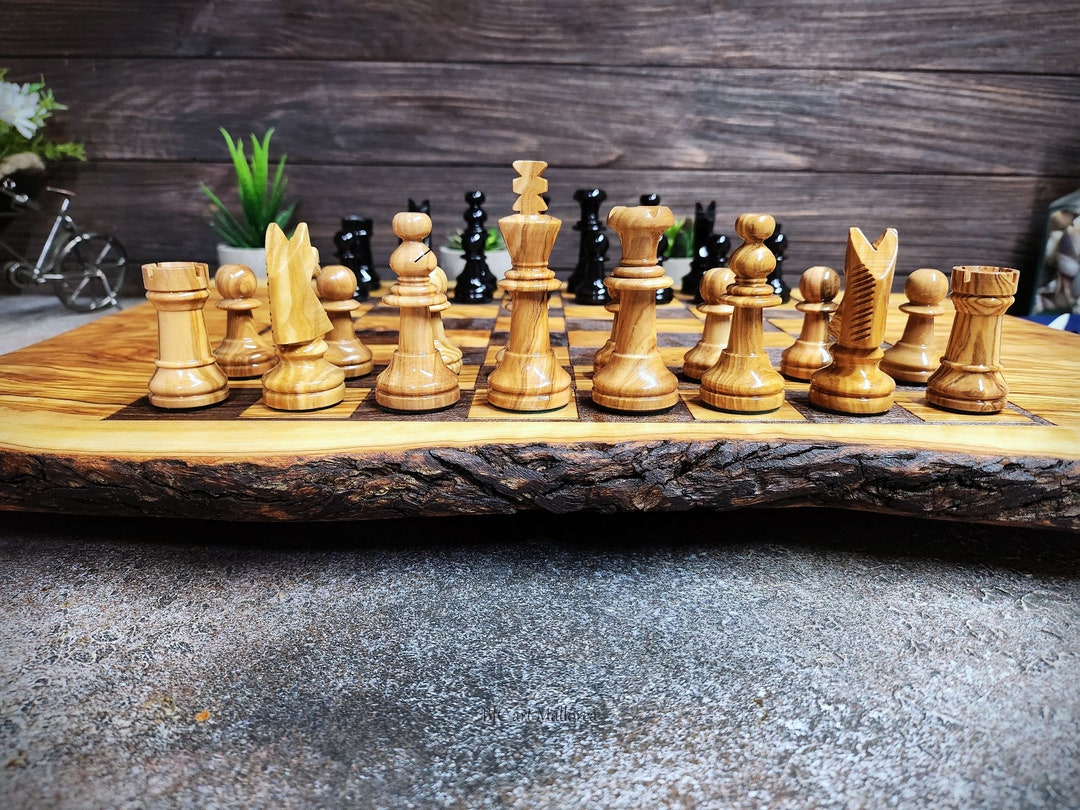 Handmade Olive Wood Chess Board From a Single Solid Piece, Unique and ...