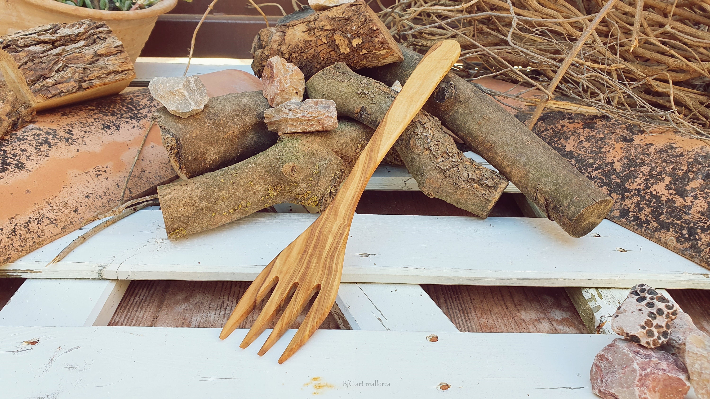 Olive wood Fork Barbecue Fork Salad Fork Large Fork | Etsy