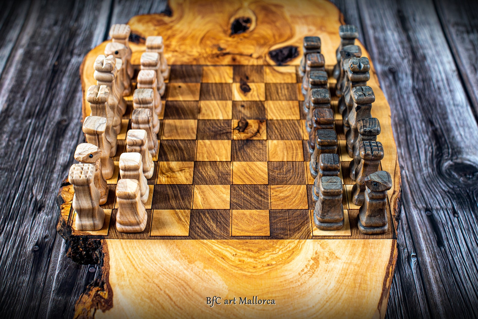 Live Edge Chess Set Chess Premium Set With Board Wood Chess - Etsy