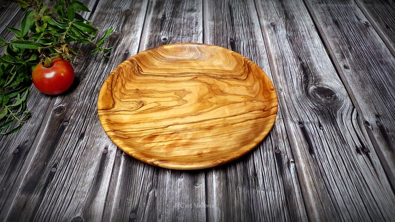 Wooden Food Plate Barbecue Plate Olive Wood Appetizers Round | Etsy