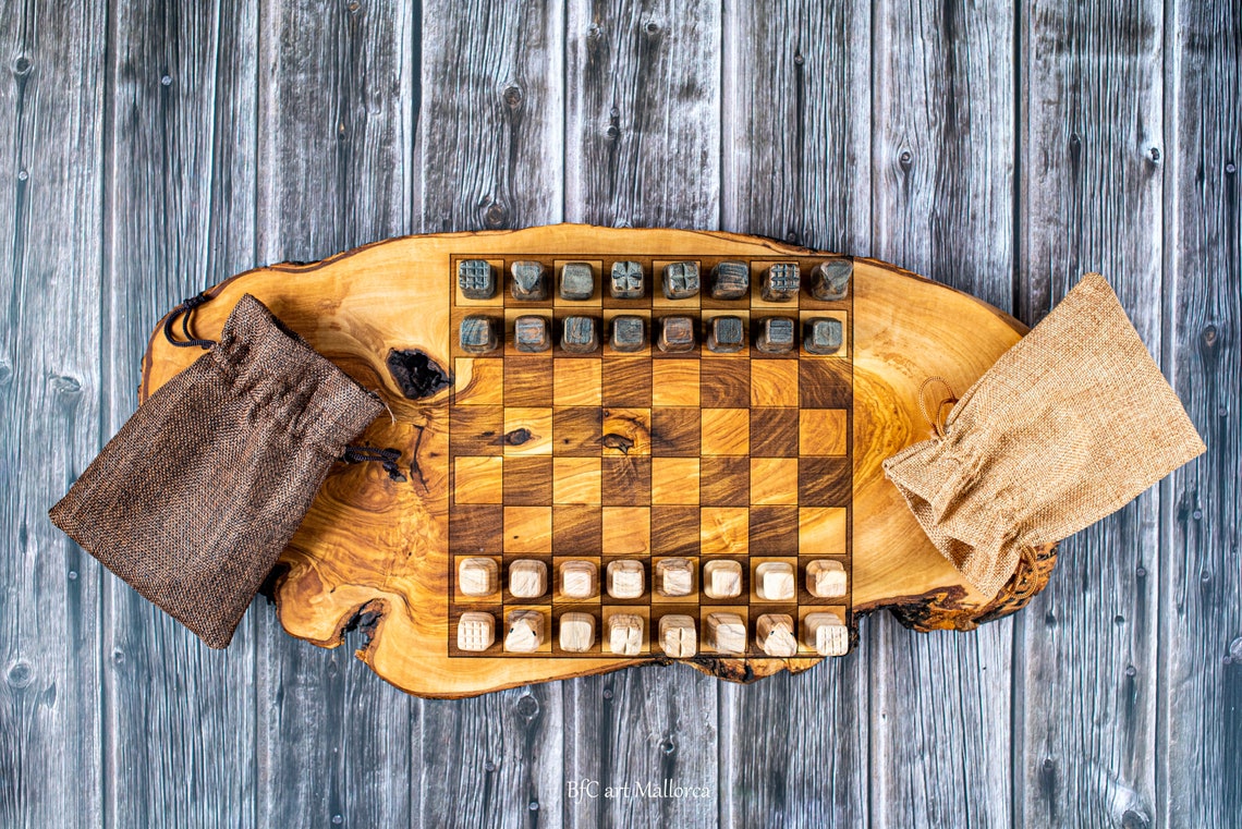 Live Edge Chess Set Chess Premium Set With Board Wood Chess - Etsy