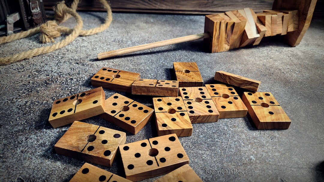 Personalized Olive Wood Dominoes Set: Handmade Double Six Domino Game ...