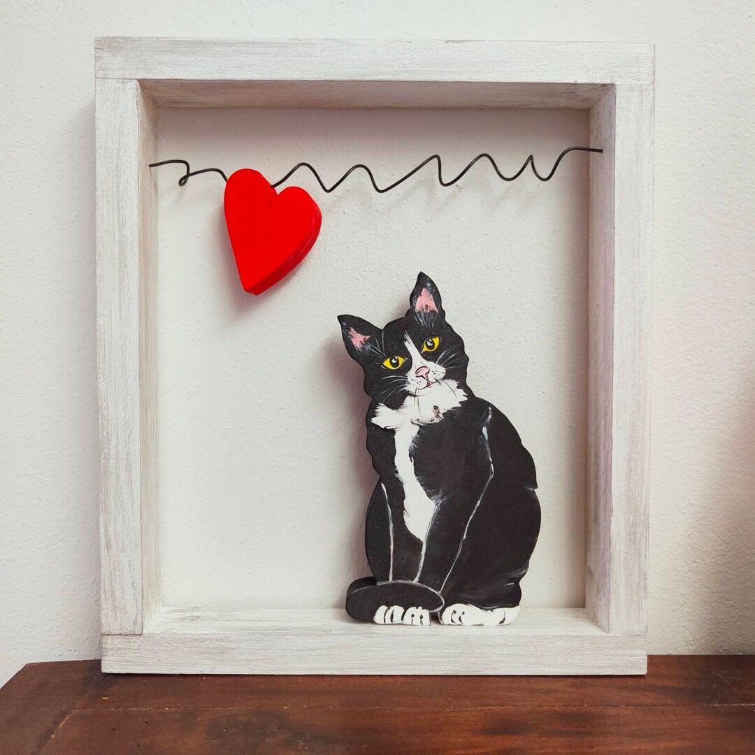 Cat Black and White Cat Gift Cat Wall Decor Custom Cat - Etsy