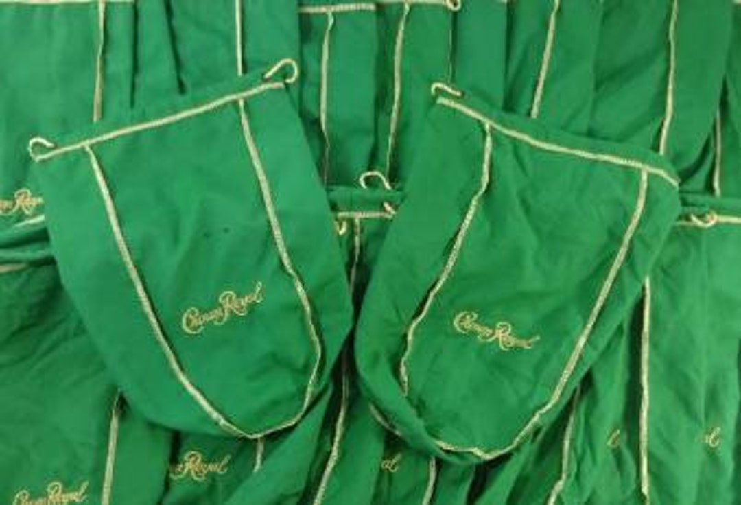 Lot of Green Crown Royal Cloth Drawstring Bags for Crafts Etc 750ml-1l ...