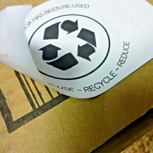 This Box Has Been Re-used Re-use Recycled Reduce Shipping Label ...