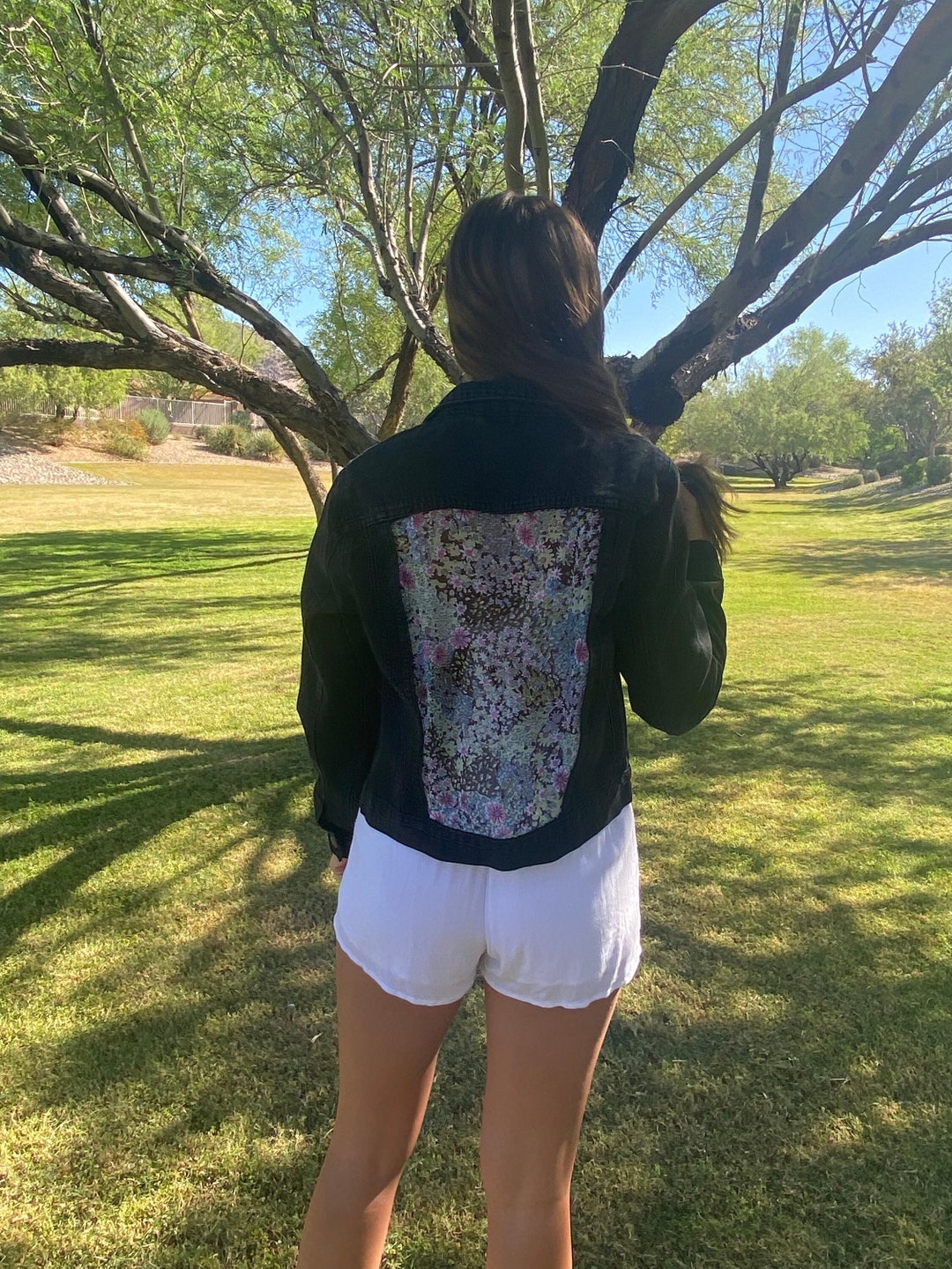 Reworked Sheer Back Black Denim Jacket - Etsy