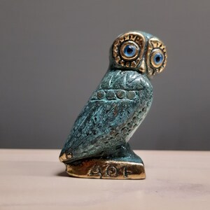 Athenas Symbol Owl Bird Bronze Sculpture Greek Roman Mythology Handmade ...