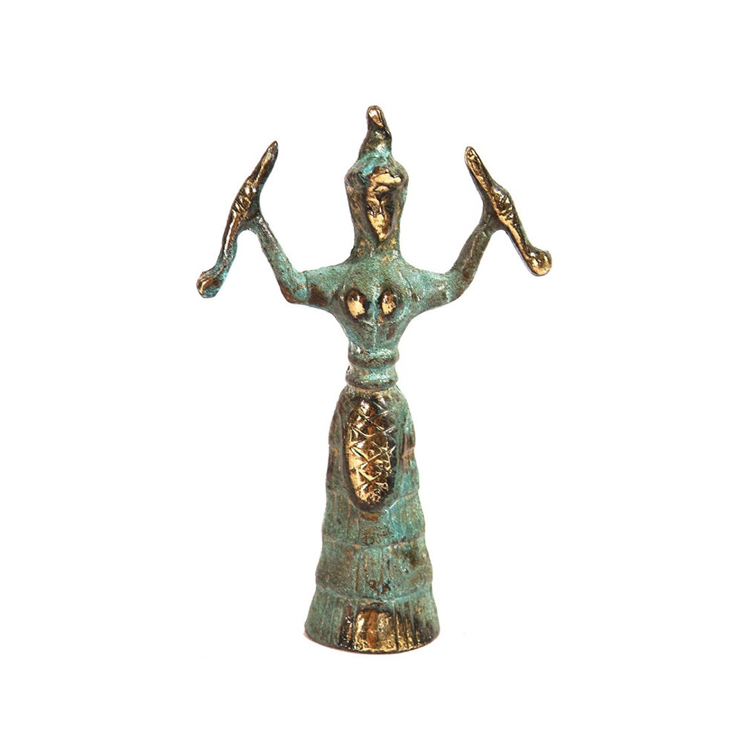 Minoan Snake Goddess Bronze Statue Ancient Greek Mythology - Etsy
