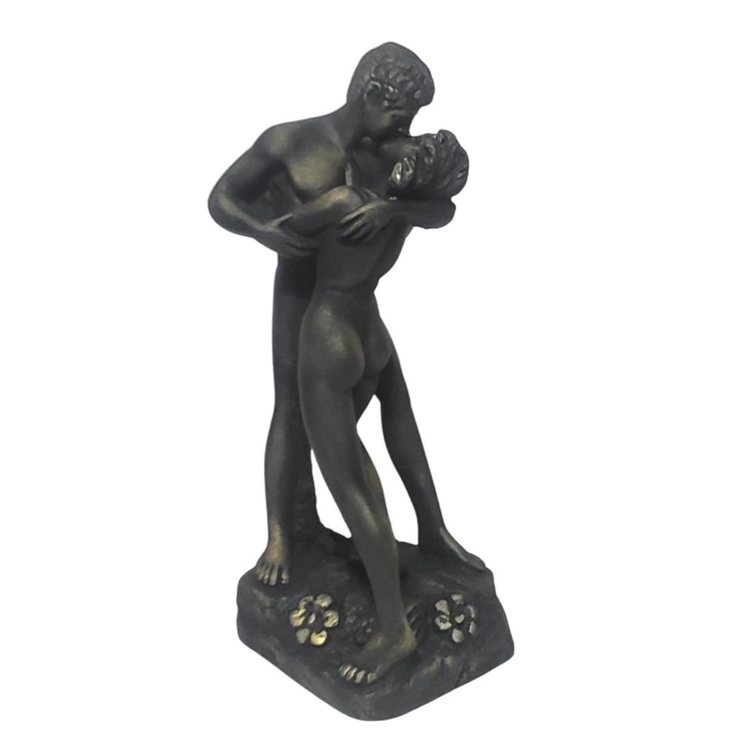 The Kiss Statue Black Alabaster Sculpture Romantic Greek Style Figurine ...
