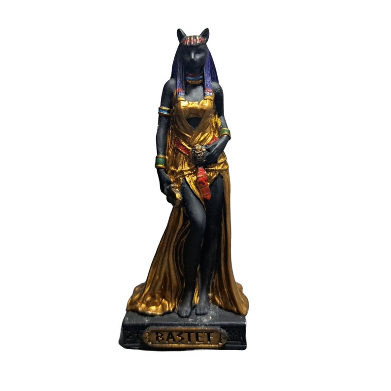 Bastet Statue Egyptian Goddess Mini Resin Bronzed Sculpture - Etsy