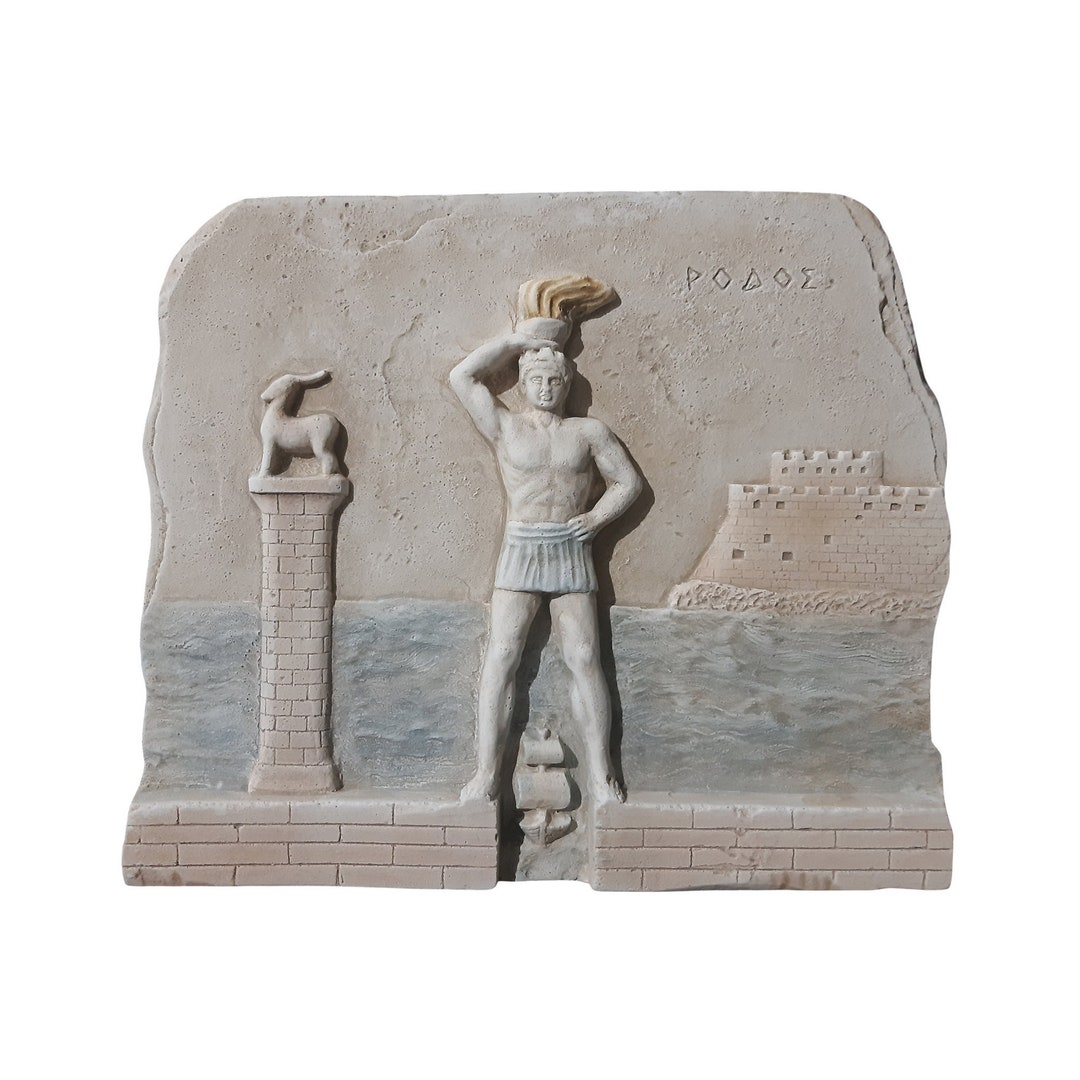 Colossus of Rhodes Statue Greek Handmade Plaster Wall Relief Sculpture ...