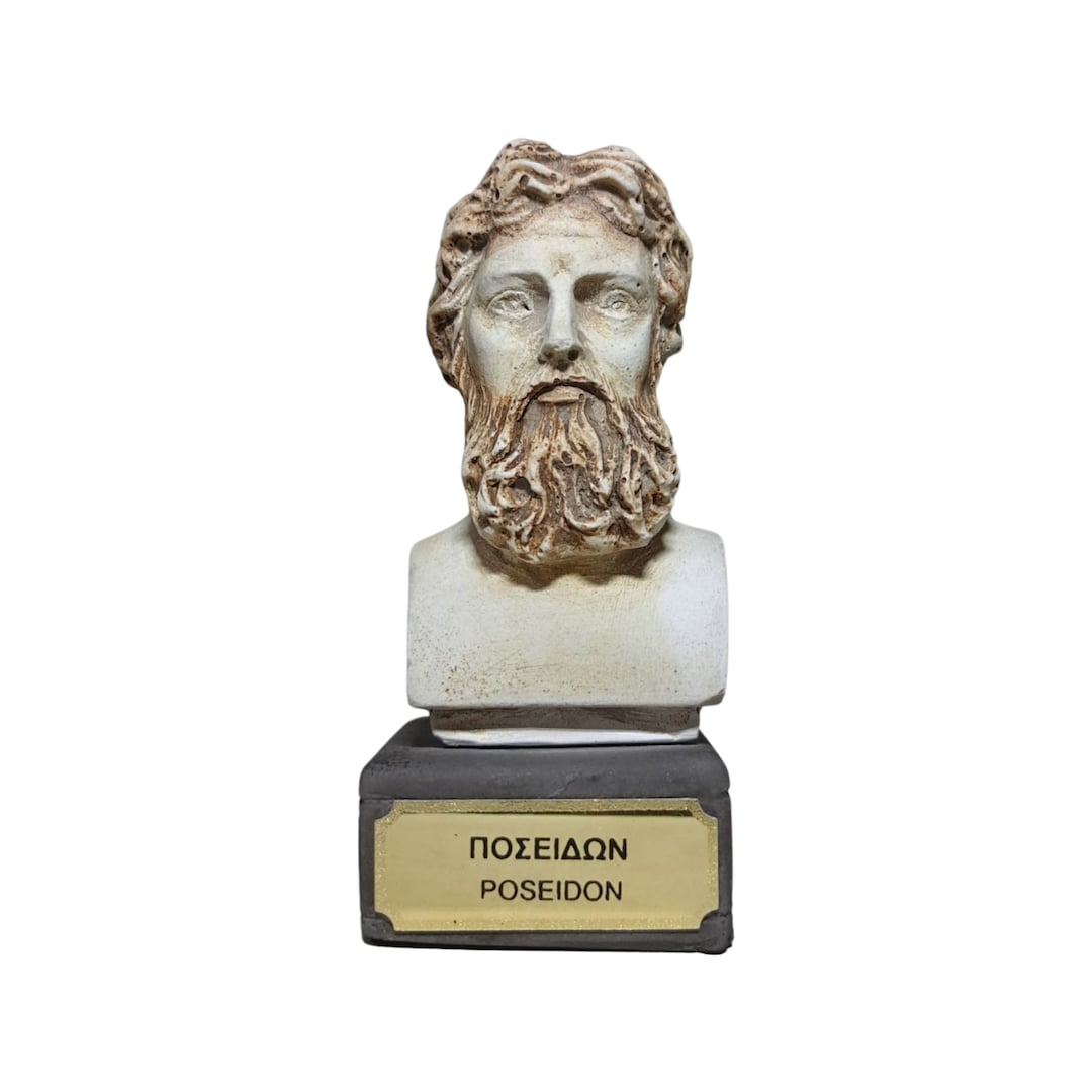 Poseidon Statue Greek Mythology God Mini Bust Head Sculpture - Etsy