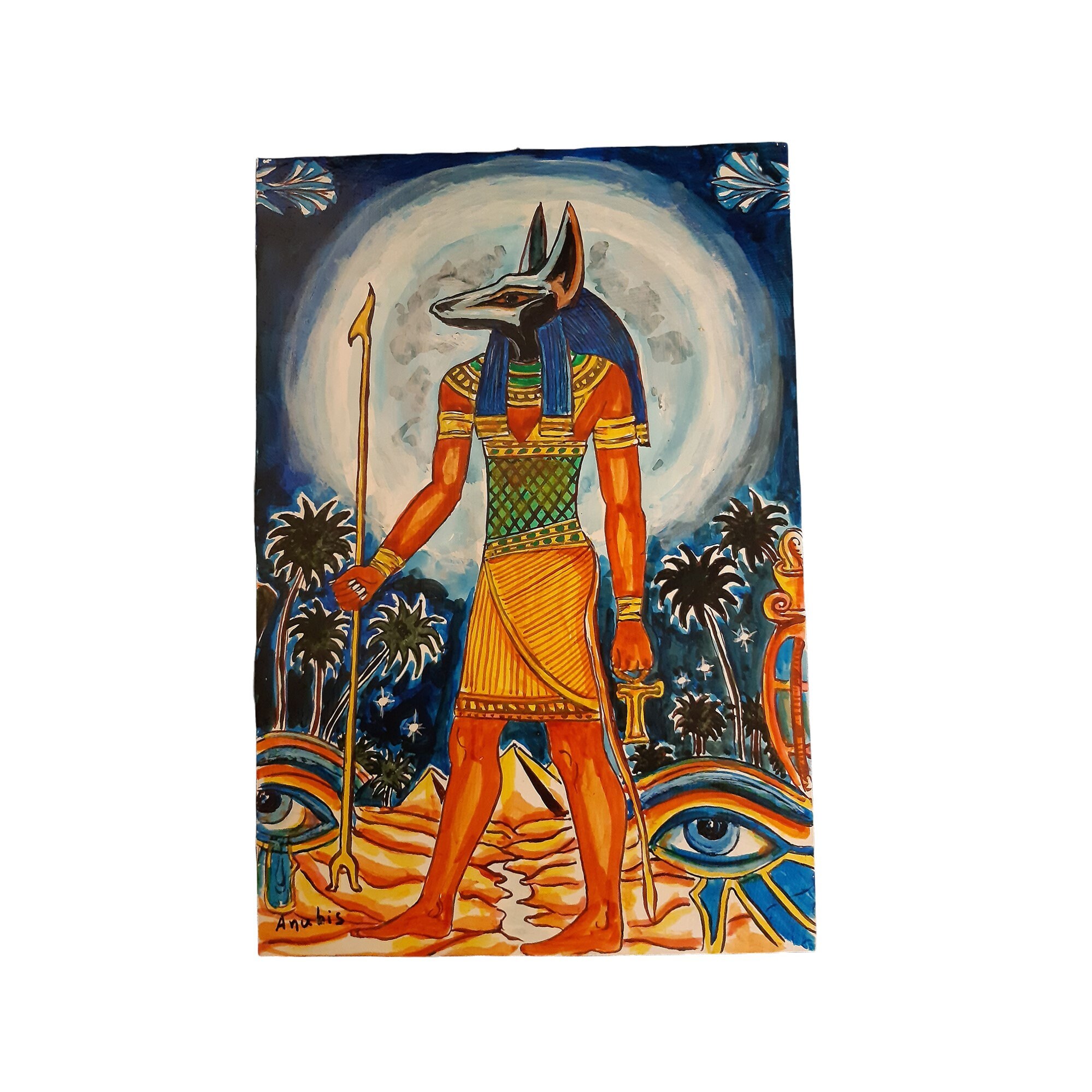 Anubis dios egipcio pintura mural único griego hecho a mano en - Etsy ...