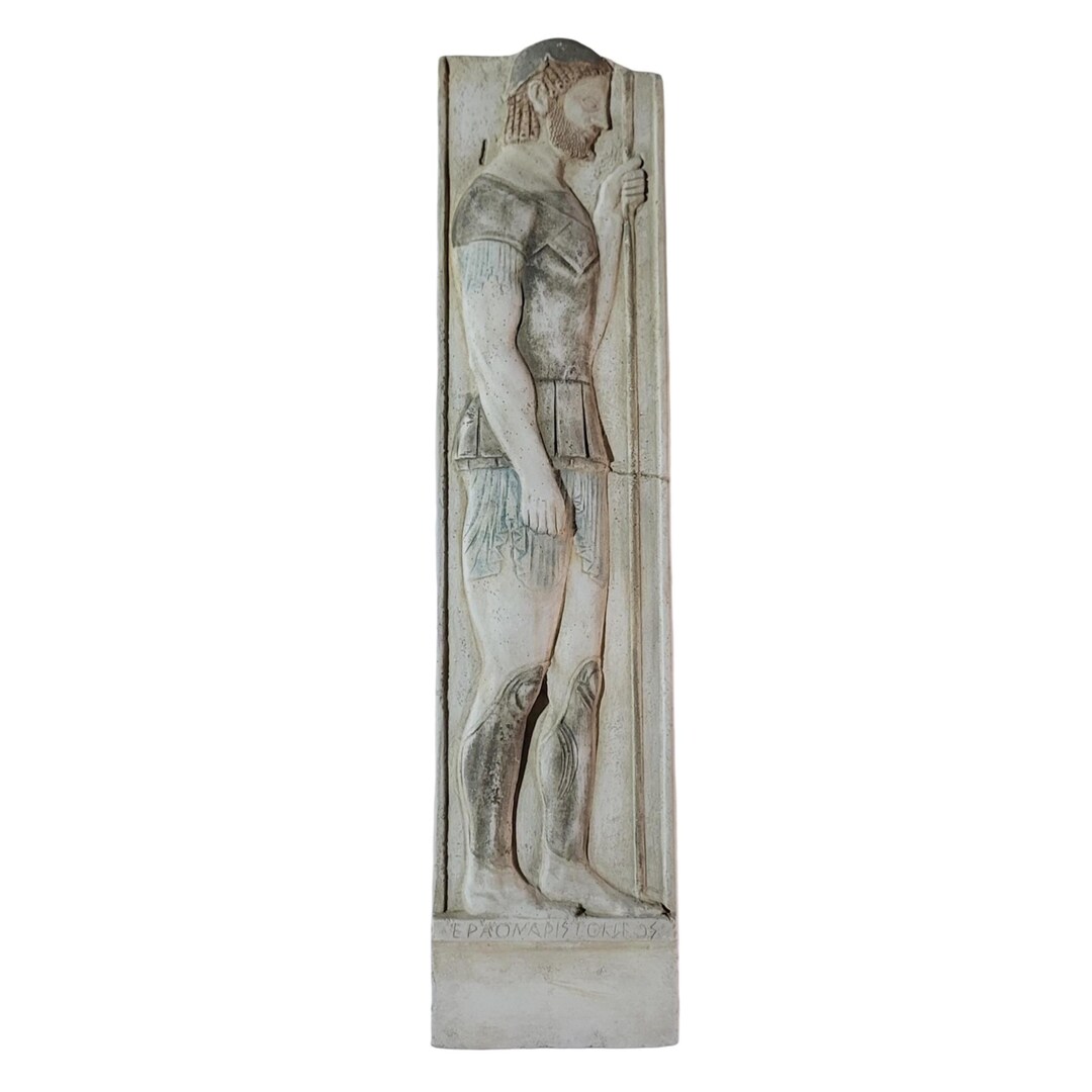 Greek Warrior Stele of Ptolemaios Wall Plaque Classical Grave Marker ...