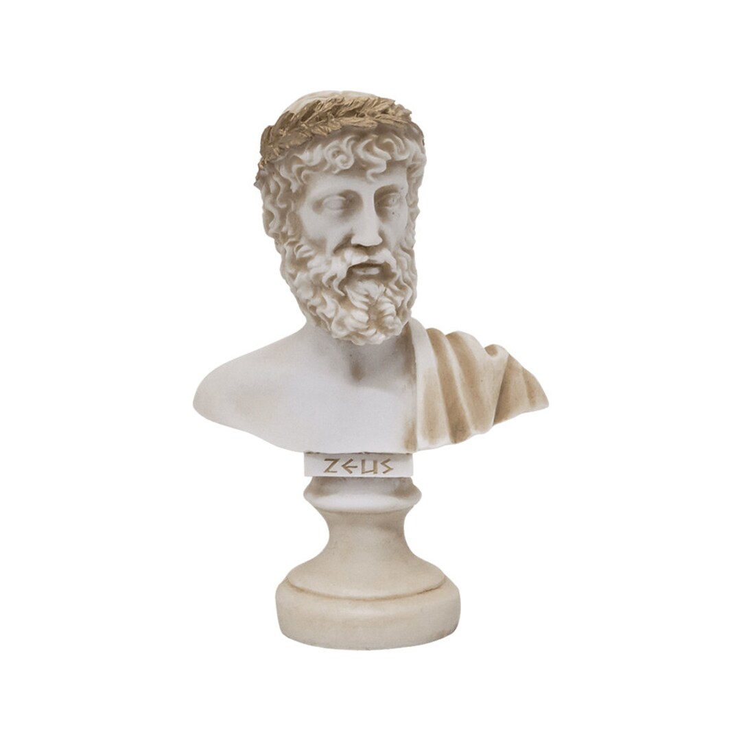 Zeus Bust Head Sculpture Greek Roman Mythology God Alabaster Handmade ...