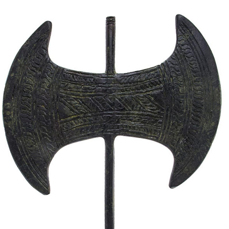 Double Axe Labrys Sculpture Minoan Symbol Bronze Finish Ancient Greek ...