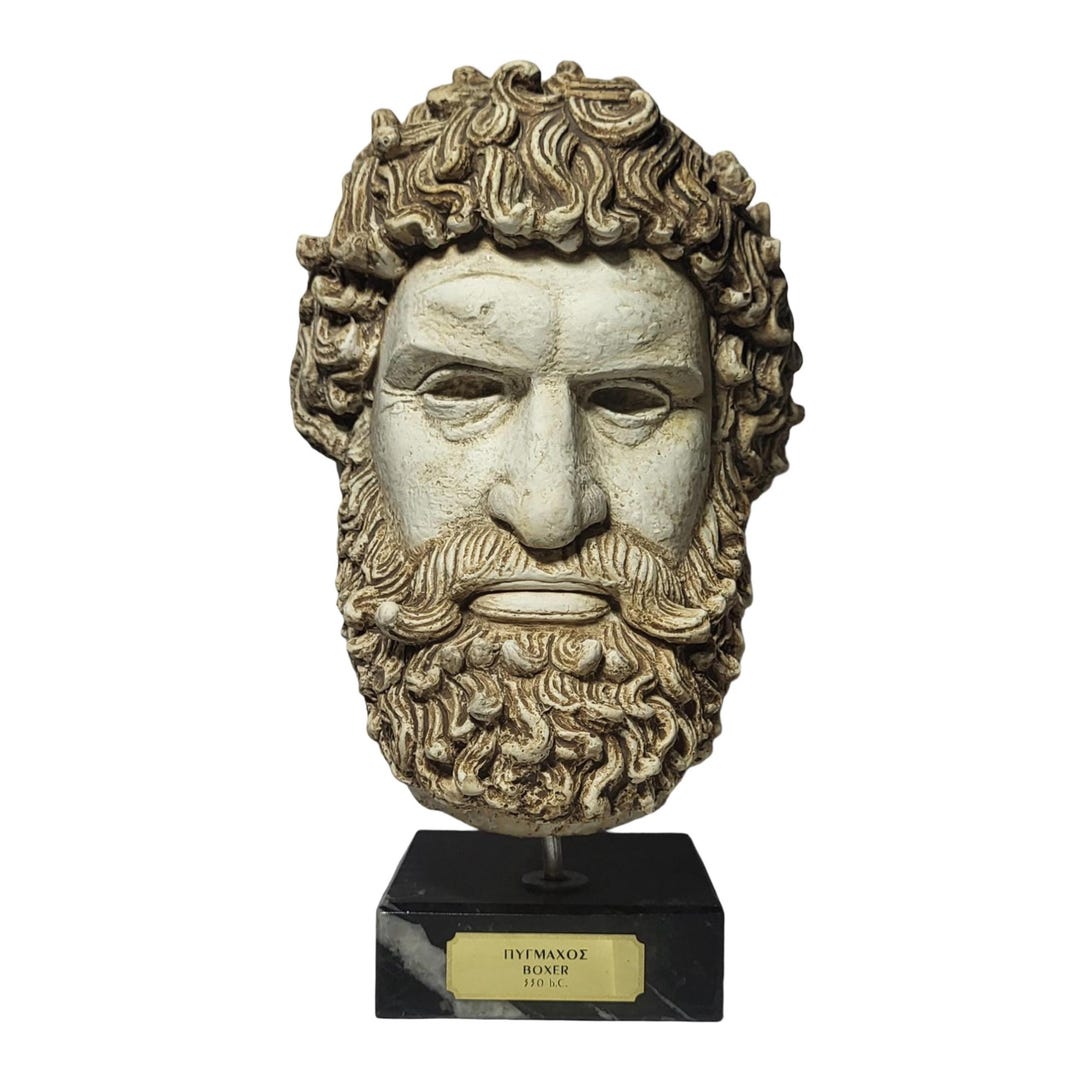 Ancient Greek Boxer Bust Sculpture Classical Male Head Statue Plaster ...
