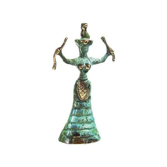 Sculpture Minoan Snake Goddess Bronze Sculpture Ancient Greek Handmade ...