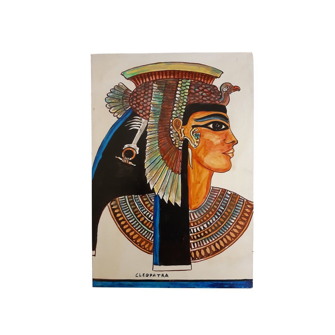 Egyptian Queen Cleopatra Wall Painting Handmade on Wood 30cm - Etsy