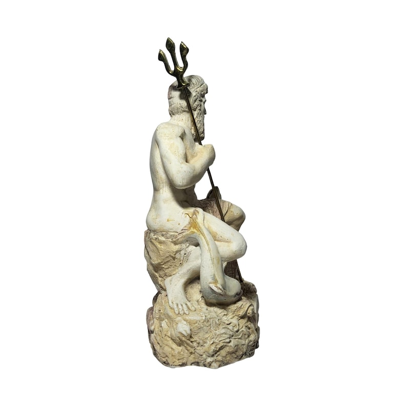 Poseidon Greek God Statue Patina Plaster Sculpture With Trident Ancient ...