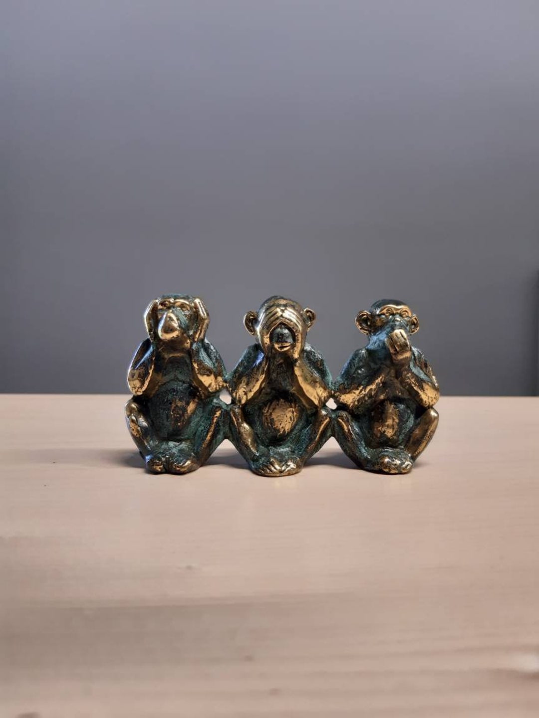 Three Monkeys Bronze Sculpture Greek Handmade Statue 310cm - Etsy