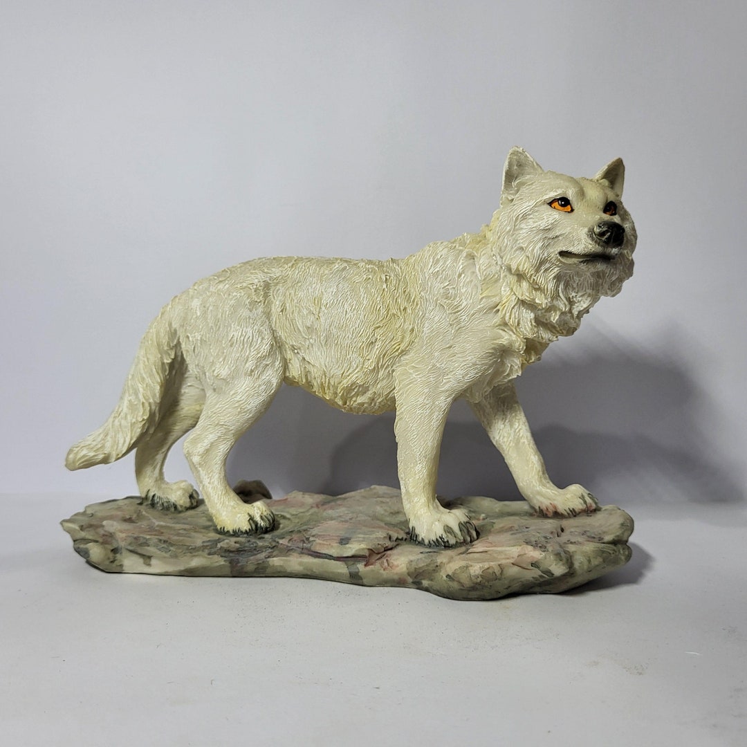 White Wolf Statue Resin Sculpture 20cm - Etsy
