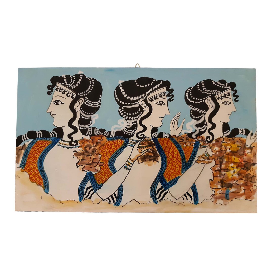 Ladies in Blue Wall Painting Knossos Fresco Greek Handmade 50cm - Etsy
