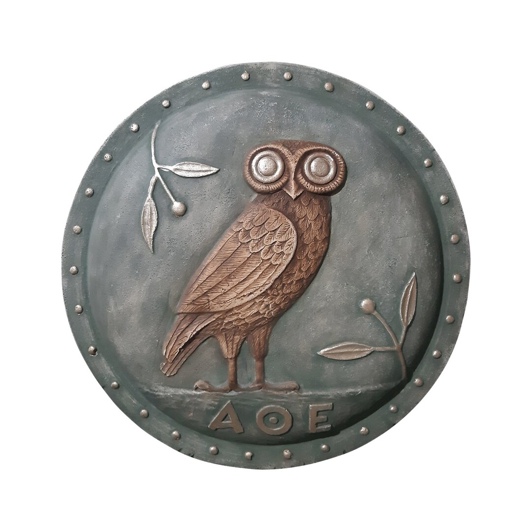 Athena Goddess Owl Wall Plaque Relief Shield Sculpture 34cm - Etsy