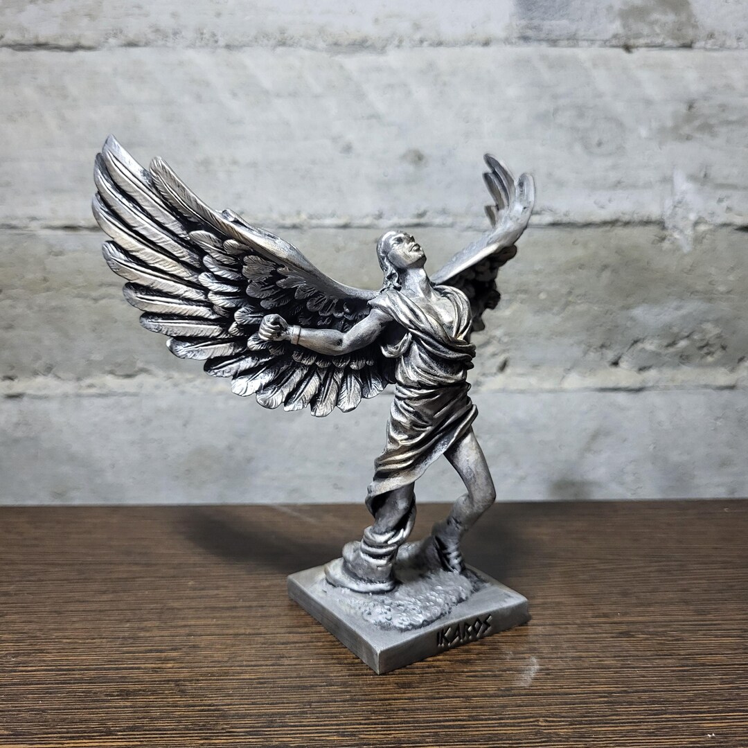 Winged Icarus Statue Vintage Silver Color Statue 15cm - Etsy
