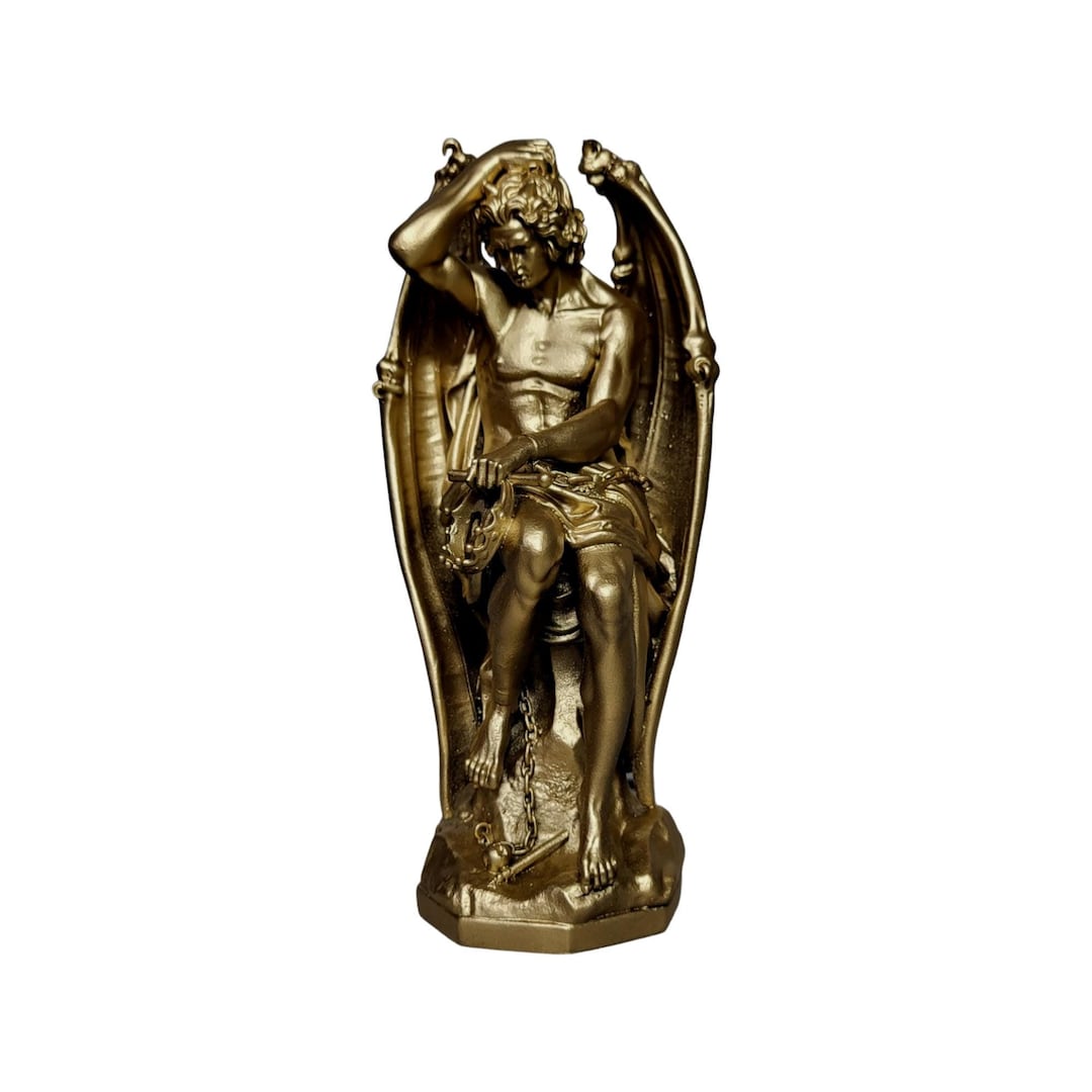 Lucifer Statue Devil Demon Sculpture 23cm Bronzed Gold Color - Etsy