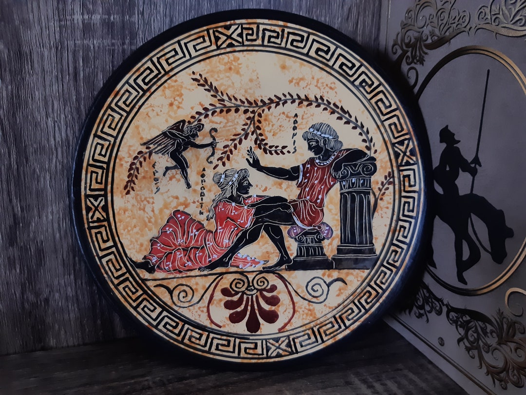 Adonis With Aphrodite Goddess Ancient Greek Ceramic Clay Plate Wall ...