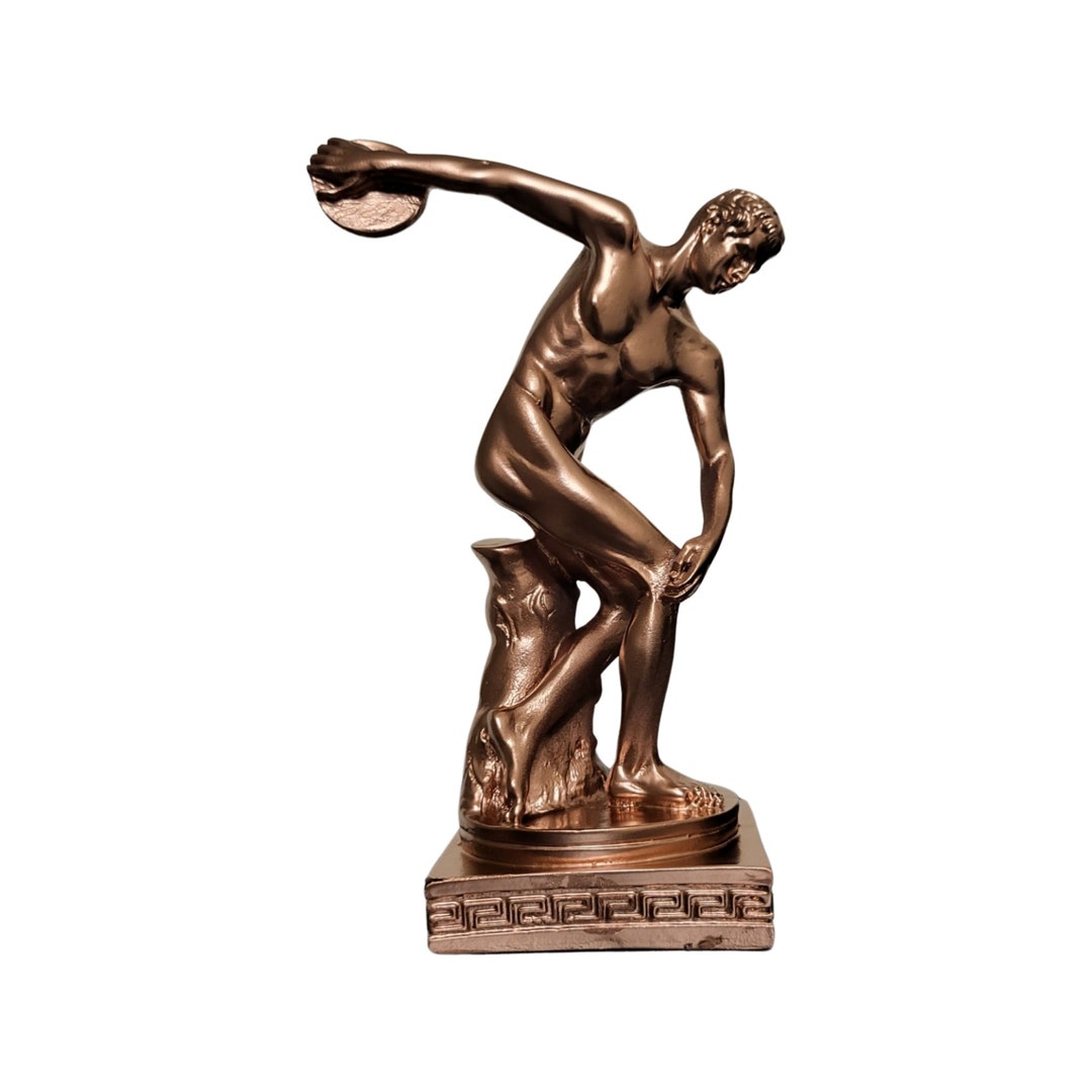 Estatua de Discóbolo Escultura de mármol hecha a mano griega antigua ...