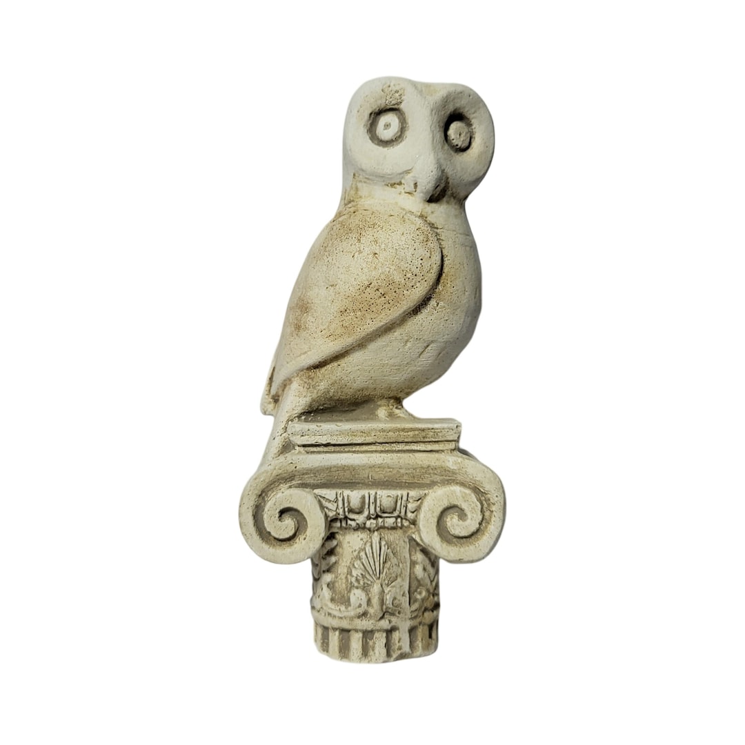 Athena Owl on a Column Vintage Color Statue 13cm - Etsy