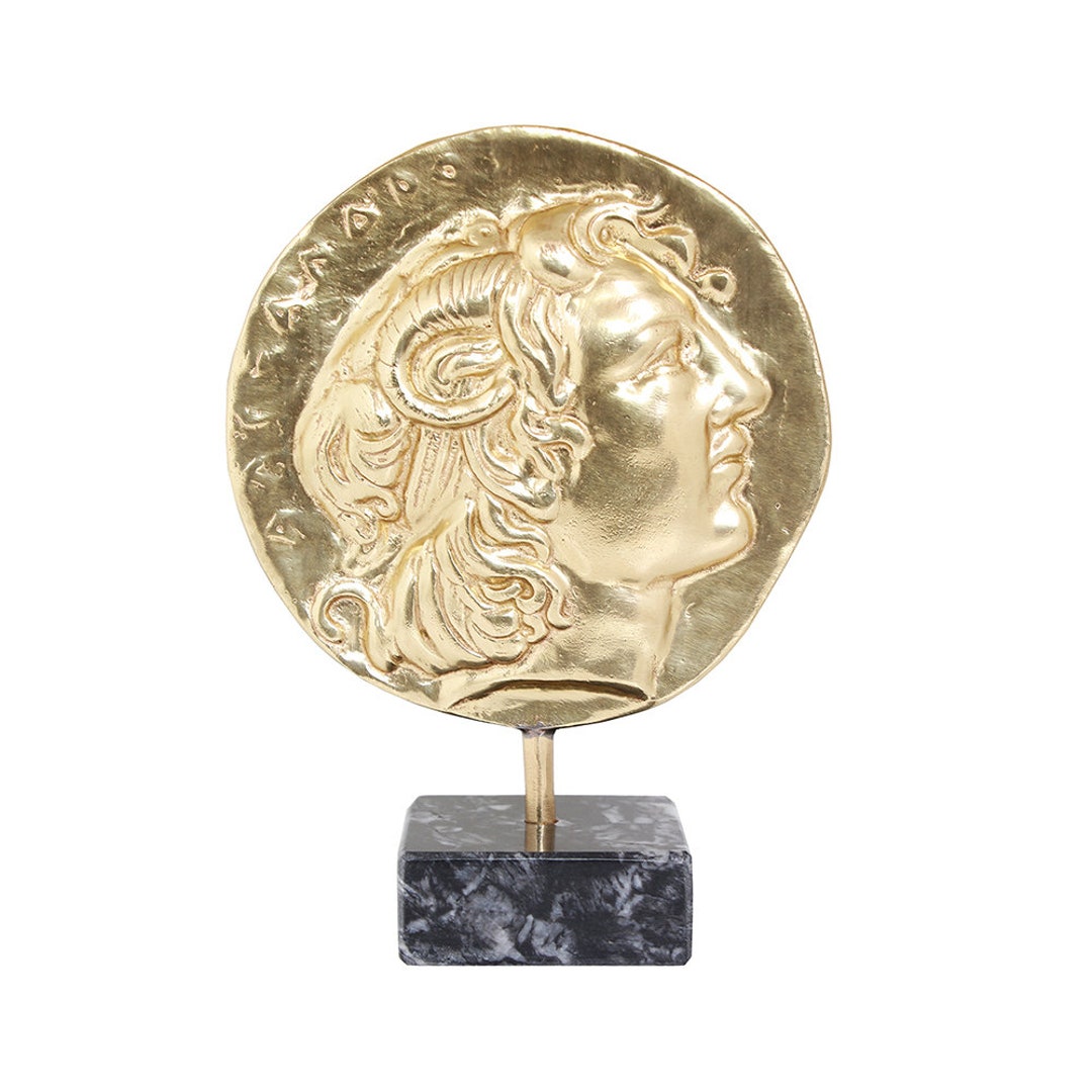 Bronze Mask of Alexander the Great With Marble Base Ancient - Etsy
