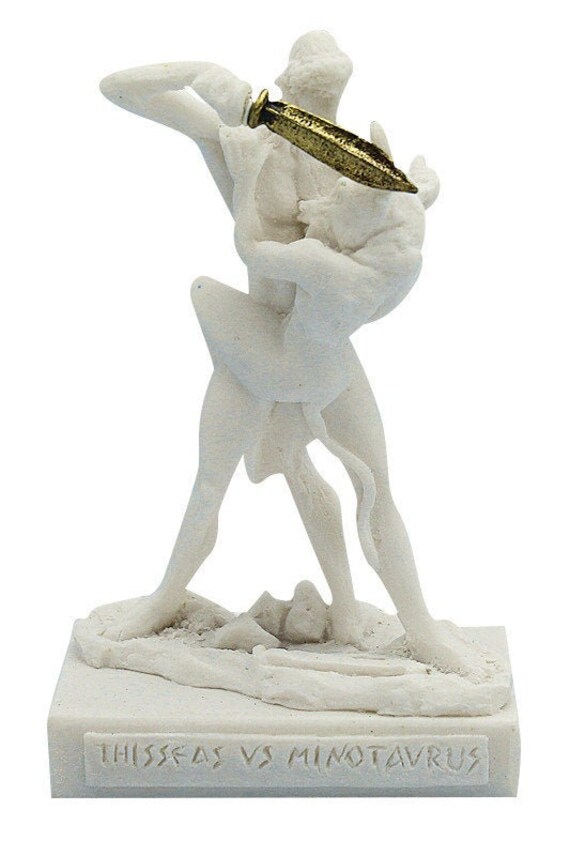 Theseus Vs Minotaur Sculpture Ancient Greek Mythology Handmade Etsy