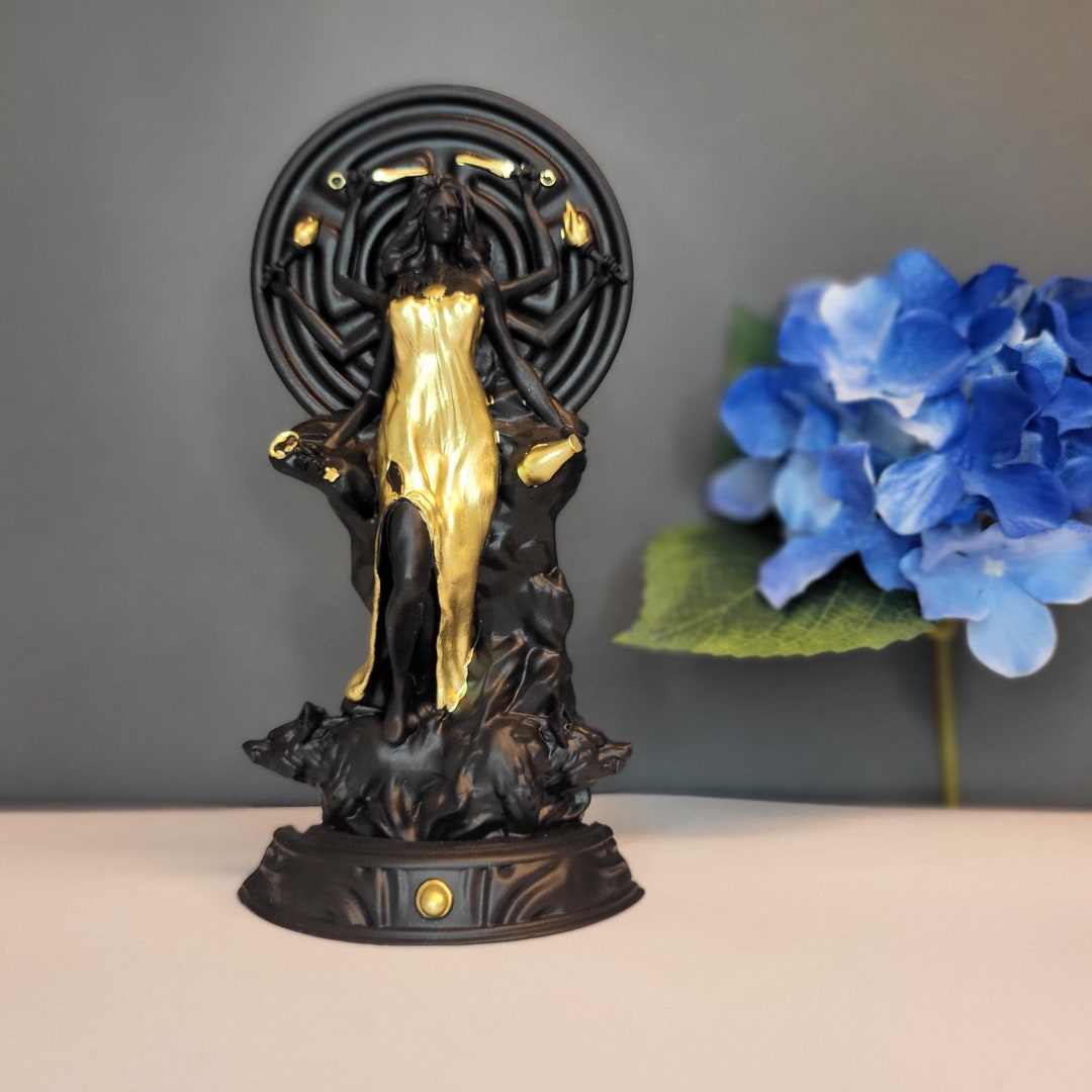 Hecate Goddess Vintage Black Gold Color Statue 18cm - Etsy Canada