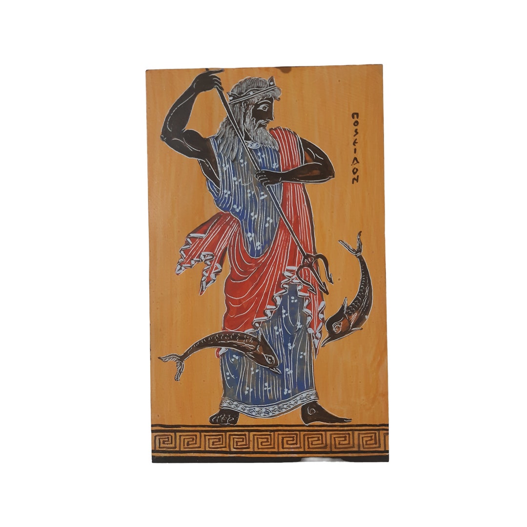 Poseidon Greek God Unique Wall Painting Greek Mythology - Etsy