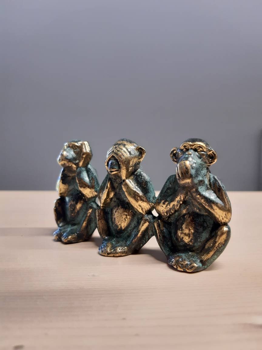 Three Monkeys Bronze Sculpture Greek handmade statue 310cm | Etsy