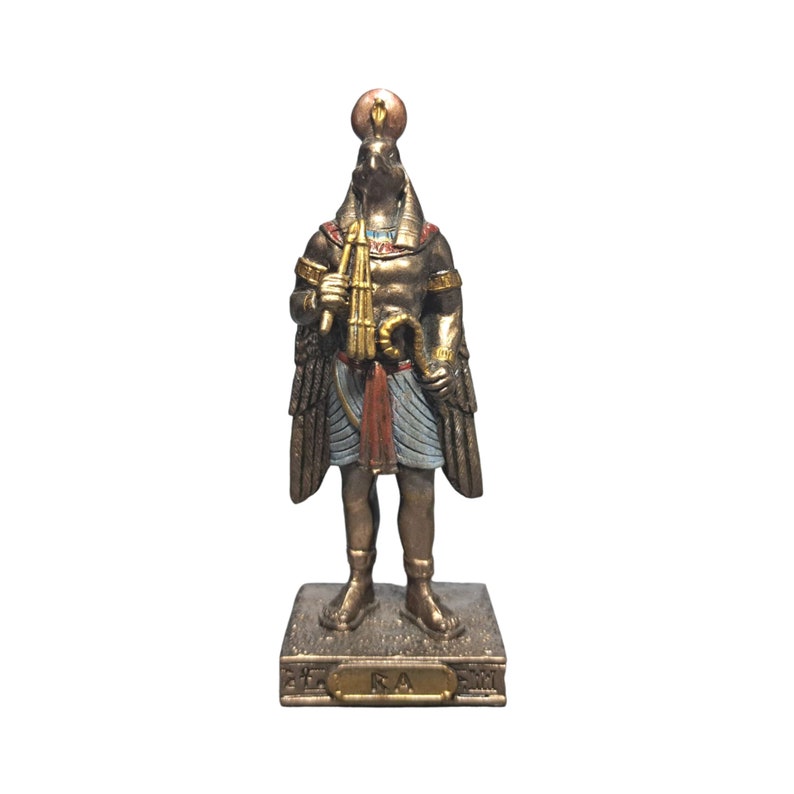 Ra Statue Egyptian God Mini Resin Bronzed Sculpture - Etsy