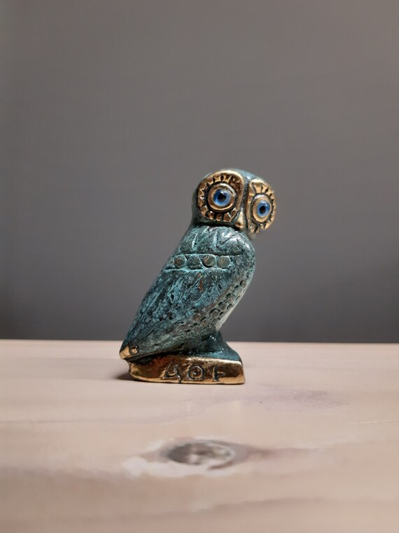 Athenas Symbol Owl Bird Bronze Sculpture Greek Roman Mythology - Etsy