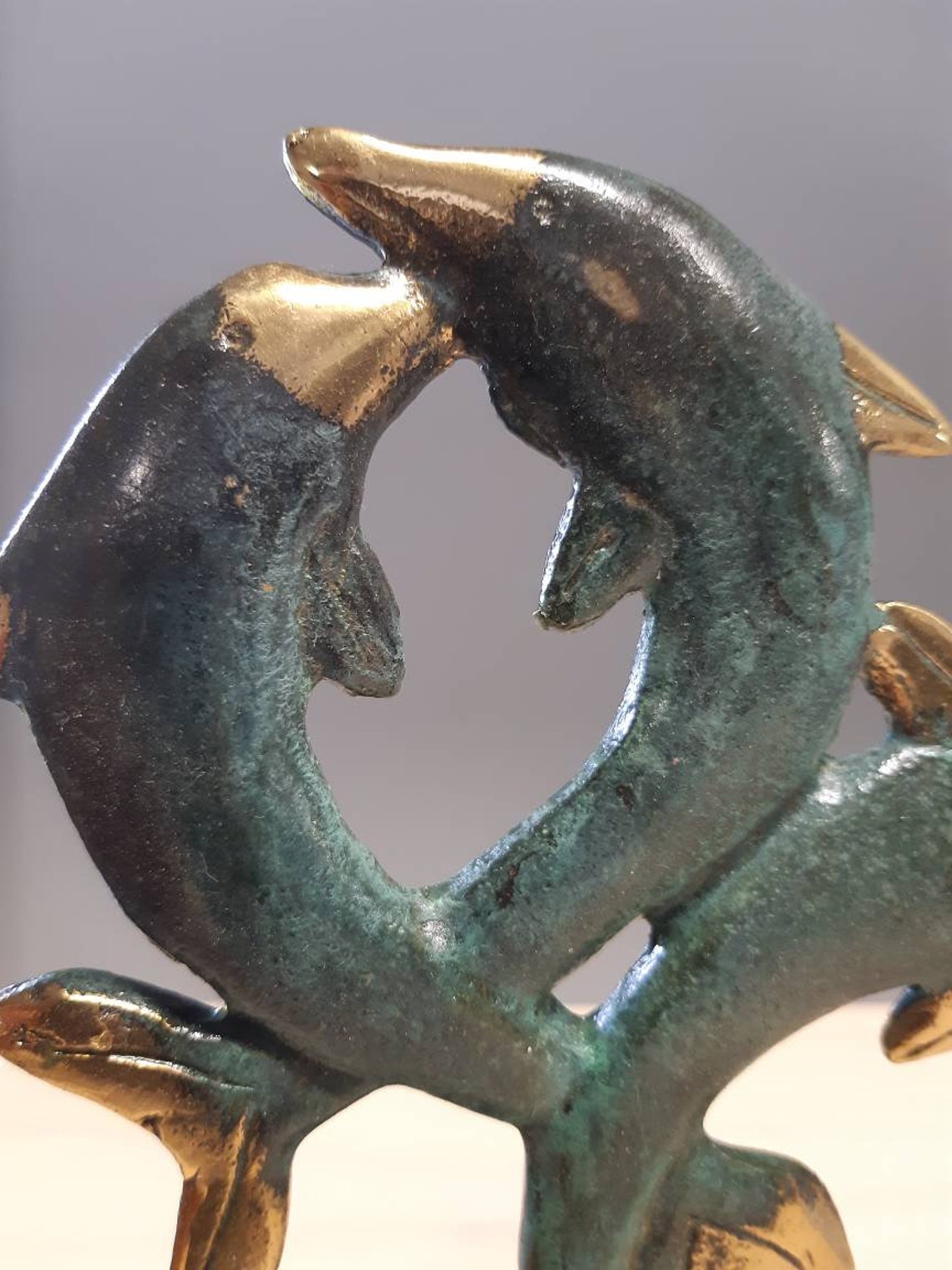 Dolphins Bronze Sculpture Greek Handmade Statue 15.10cm | Etsy