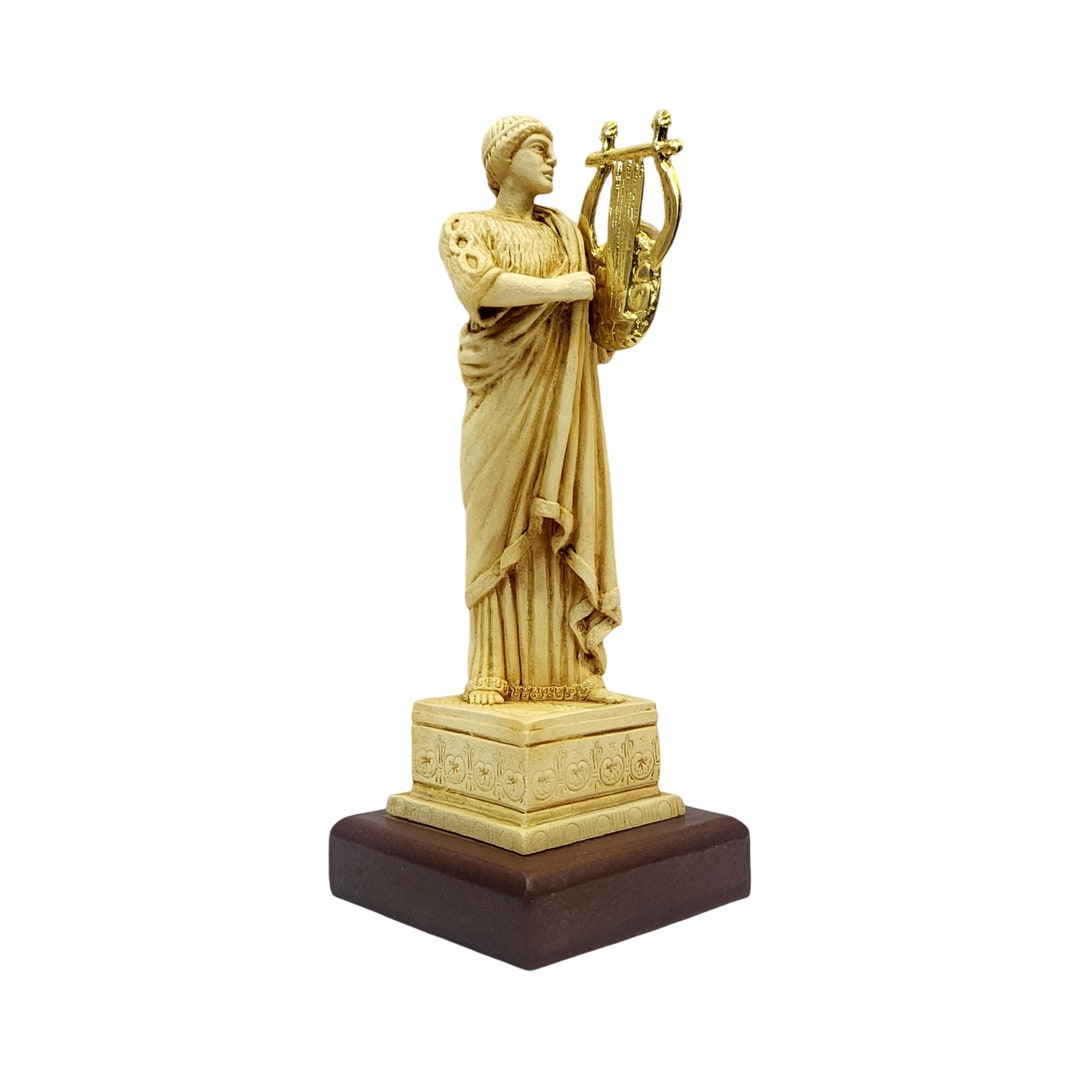 Apollo God Statue Vintage Patina Color Statue 16cm Wooden Base - Etsy