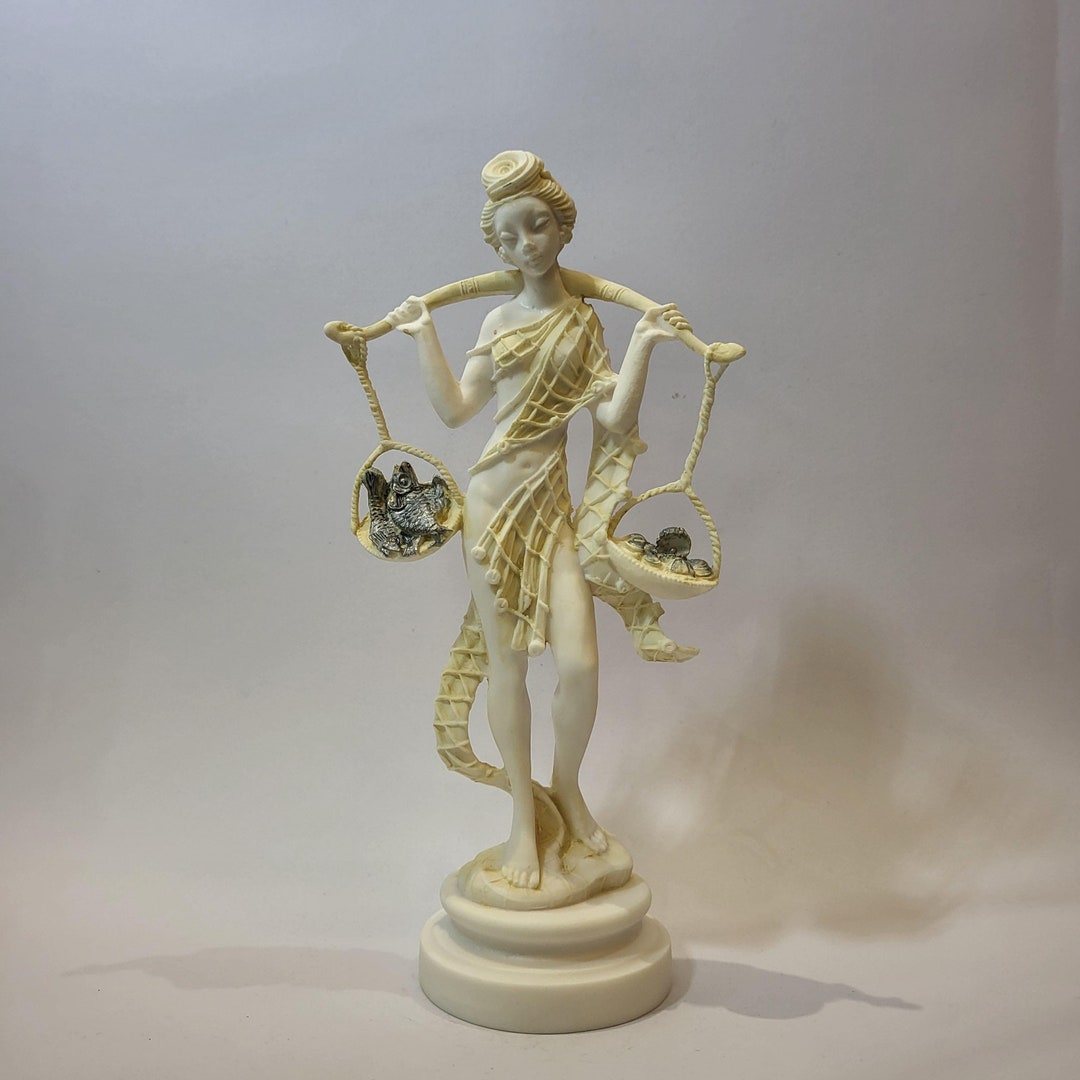 Chinese Fisherwoman Statue Exact Replica Sculpture 21.50cm Patina Color ...