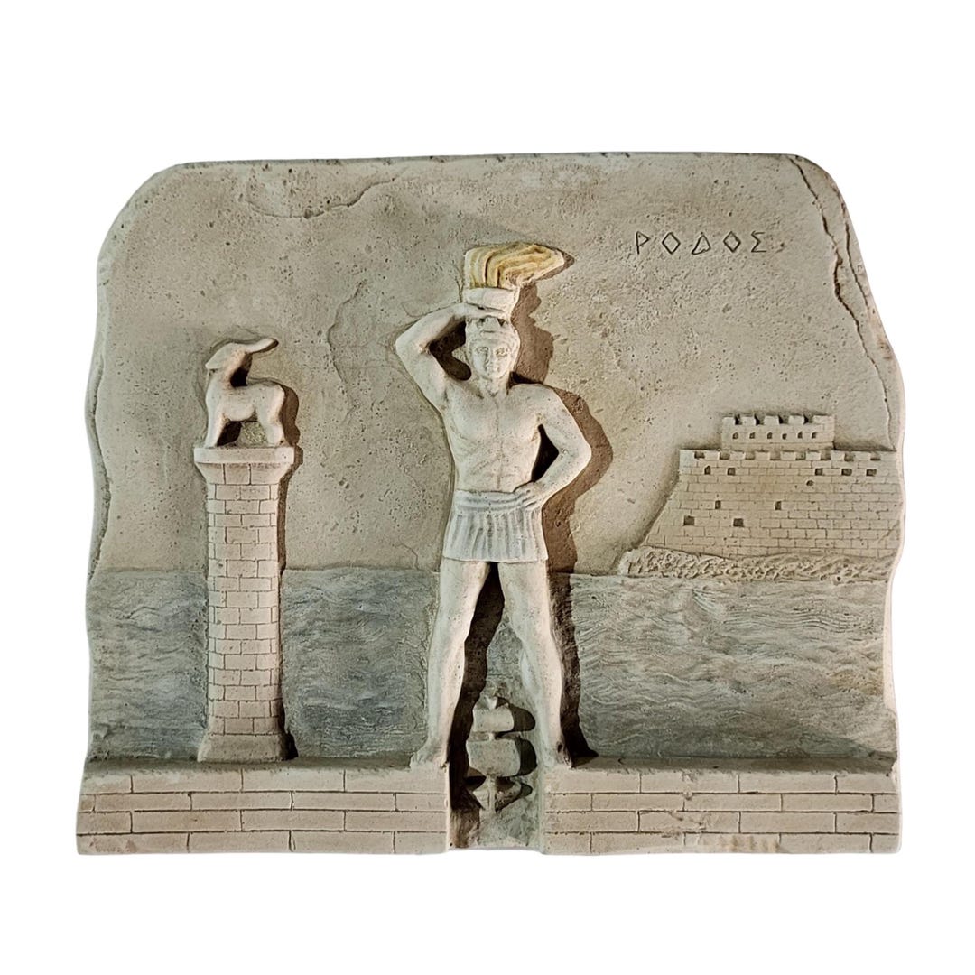 Colossus of Rhodes Wall Relief Sculpture Greek Wonder Handmade Plaster ...
