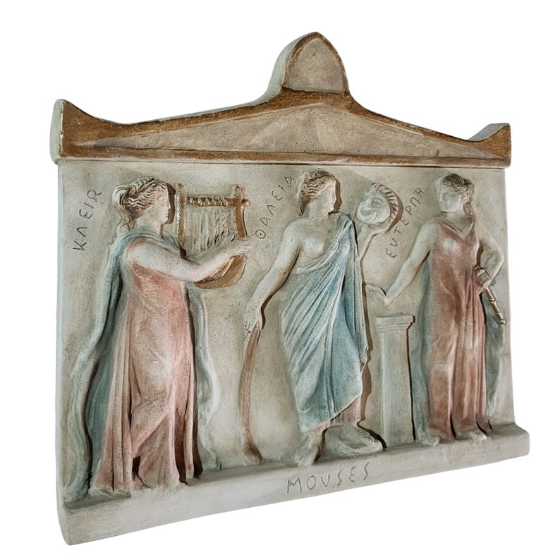 Ancient Greek Muses Wall Relief Sculpture With Lyre Mask and Flute - Etsy