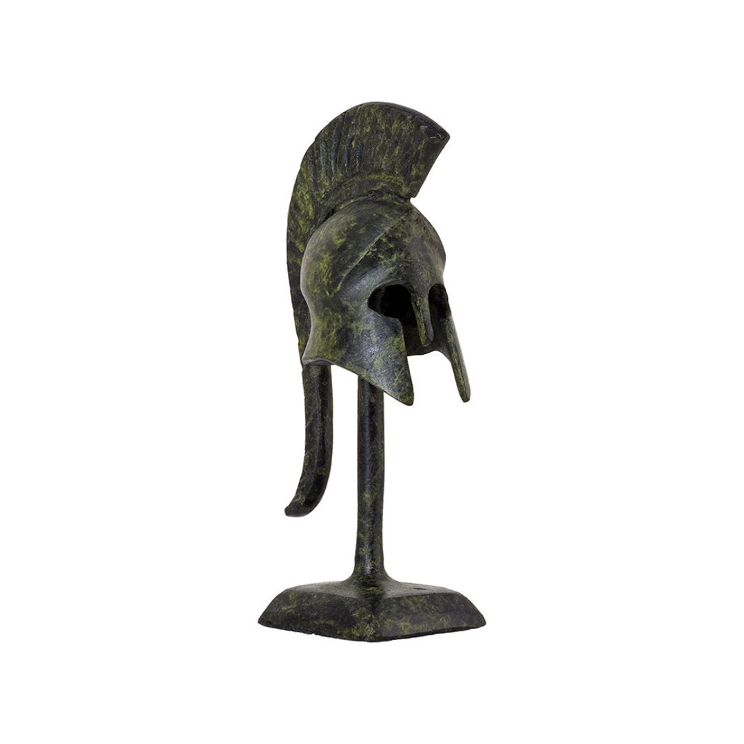 Bronze Greek Ancient Helmet With Base Sculpture Handmade Artifact ...