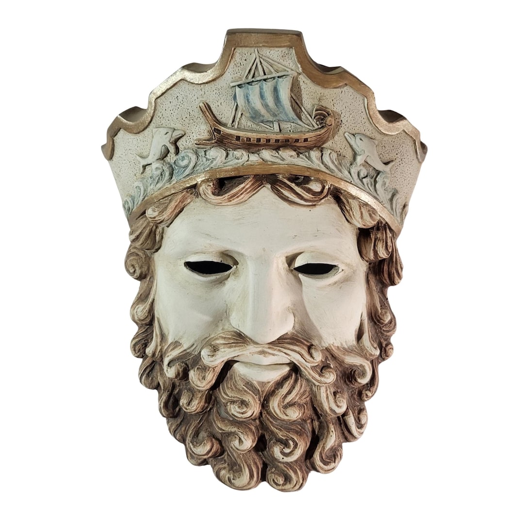 Poseidon Neptune Mask Ancient Greek Roman Sea God Handmade Wall ...