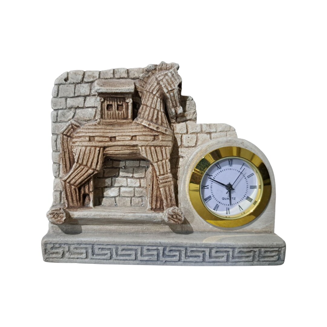 Table Clock Trojan Horse Ancient Greek Mythology Statue Made of Plaster ...